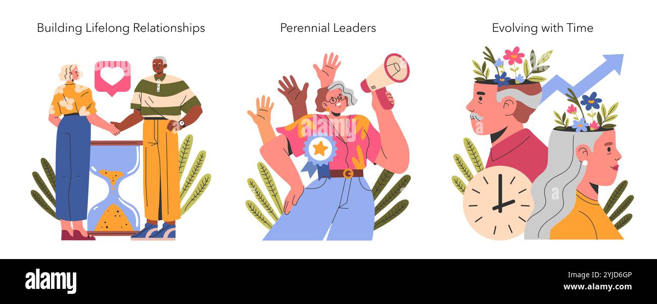Perennial People set. Illustrating enduring connections, leadership ...