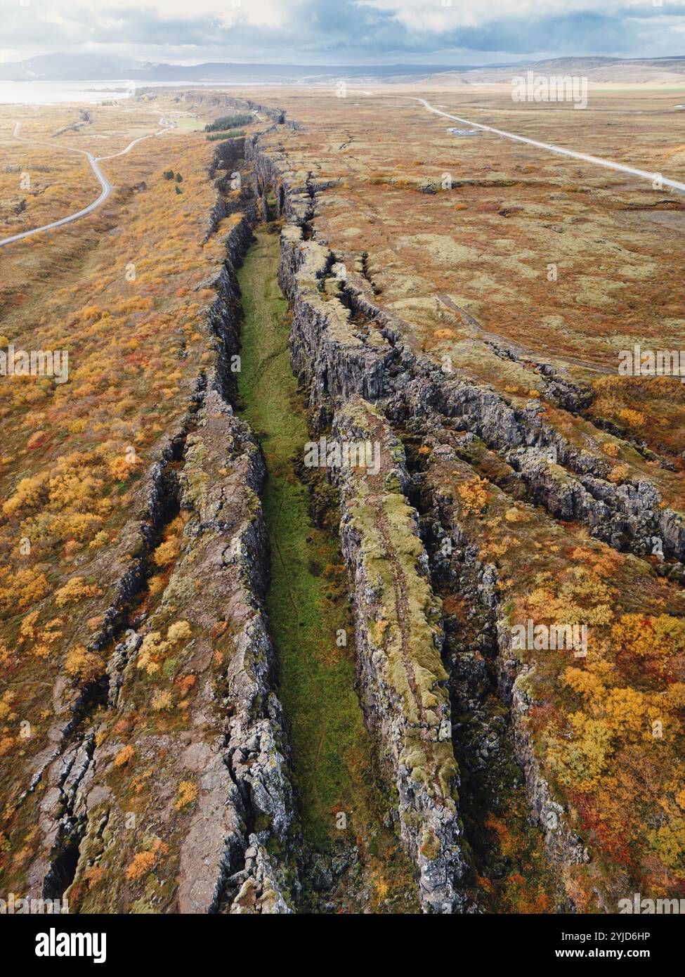 Aerial view of Thingvellir National Park, famous area in Iceland right ...