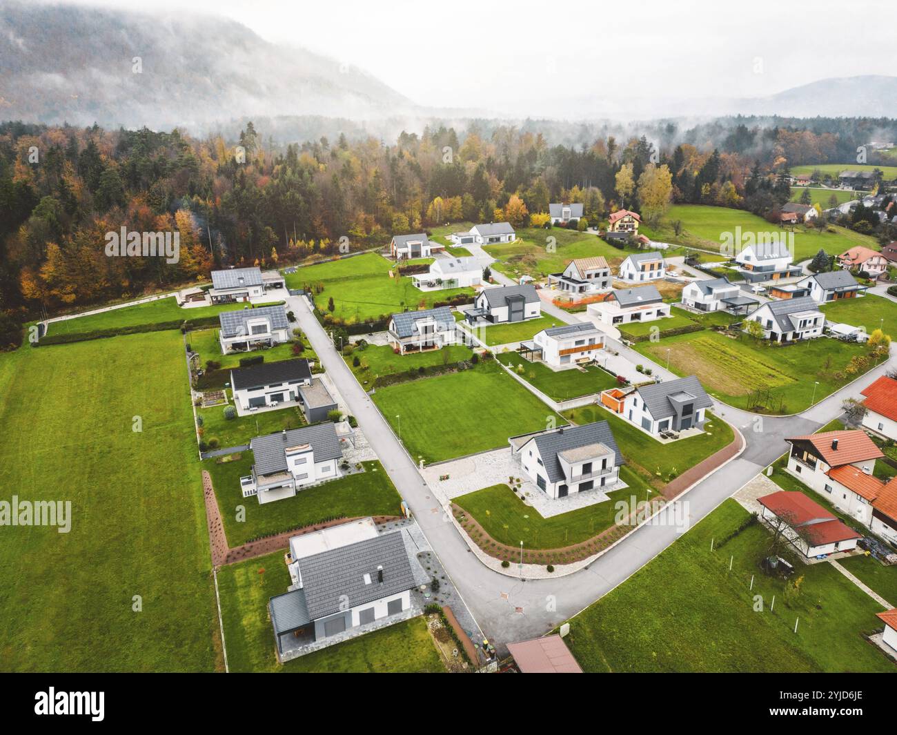 Elevated view of residential suburbs and urban areas hi-res stock ...