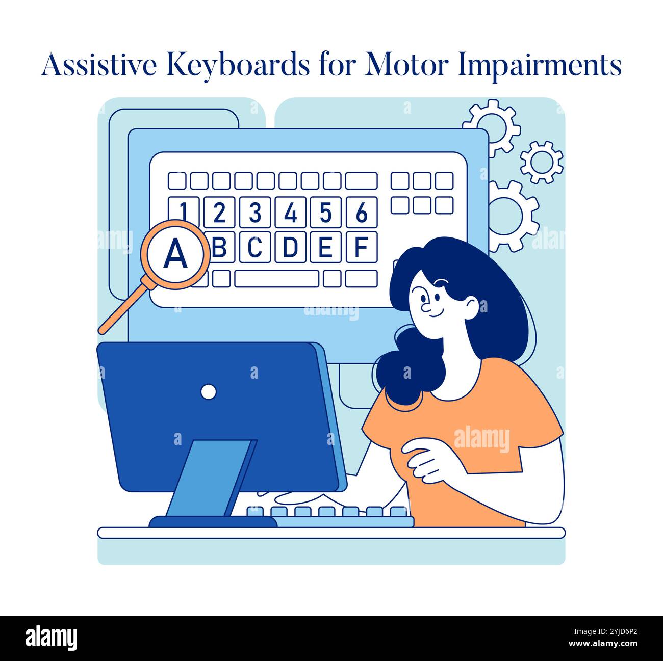 Adaptive technology concept. Illustration of accessible computing aids ...