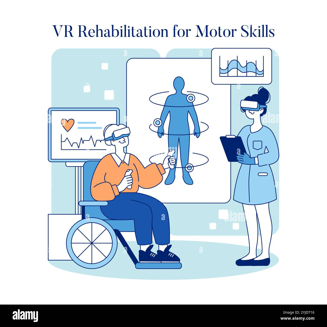 Adaptive technology concept. Illustration of VR rehabilitation for ...