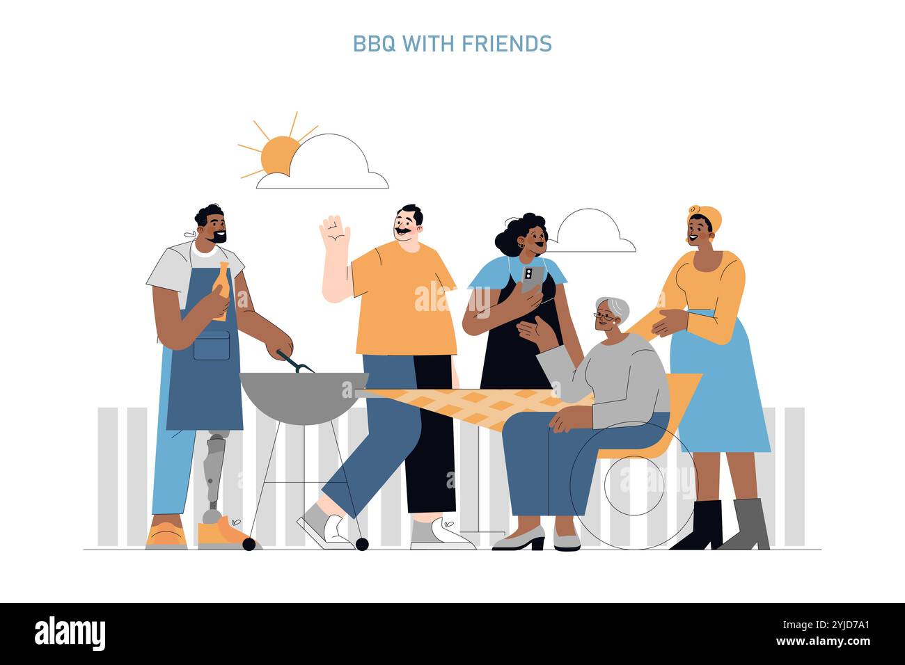 Friends family enjoy outdoor Stock Vector Images - Alamy