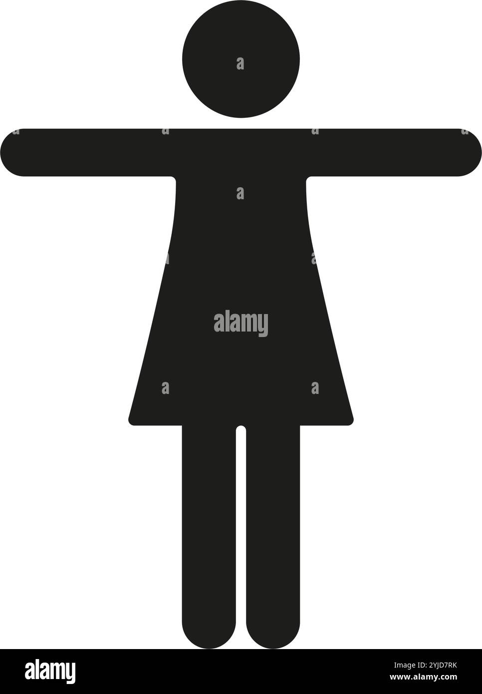Standing Human Body Silhouette Icon. Woman with Outstretched Arms Pose ...