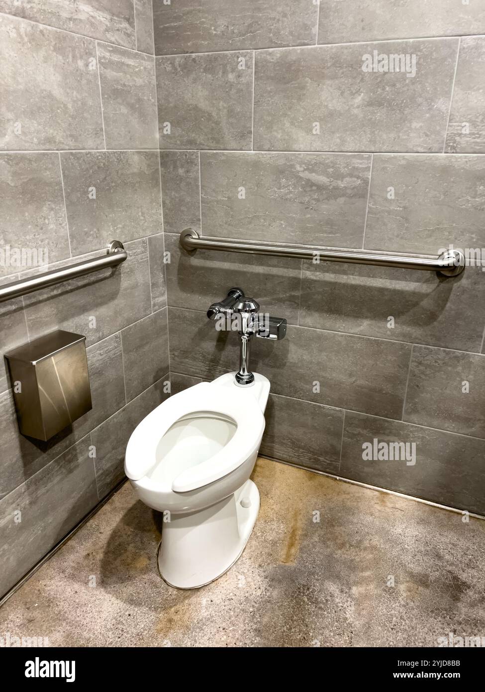 Accessible Restroom Interior with Safety Grab Bars and Toilet Stock ...