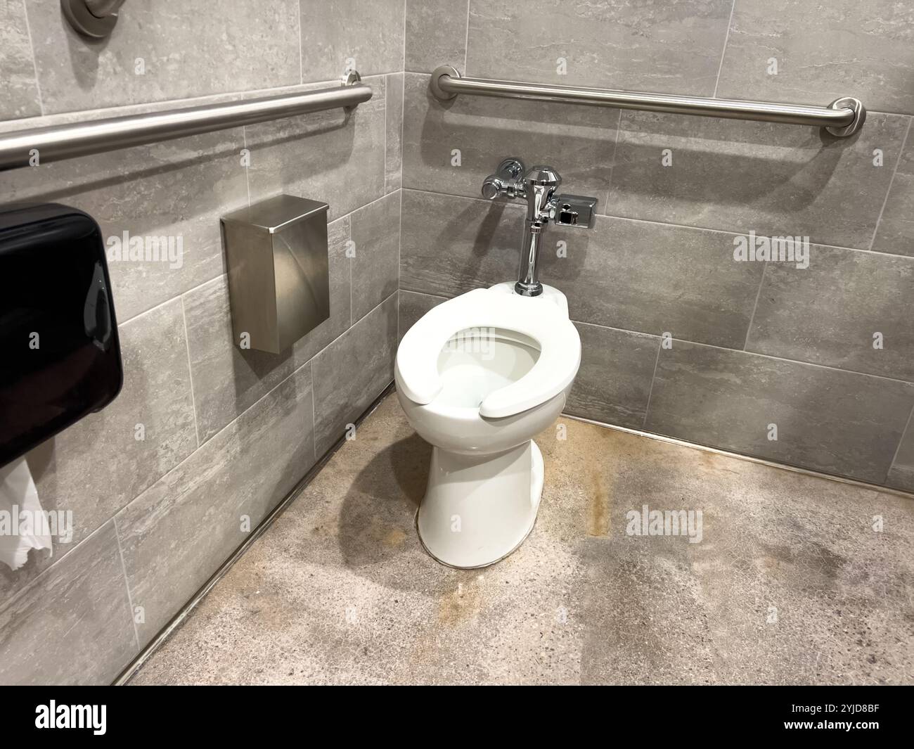 Accessible Restroom Interior with Safety Grab Bars and Toilet Stock ...