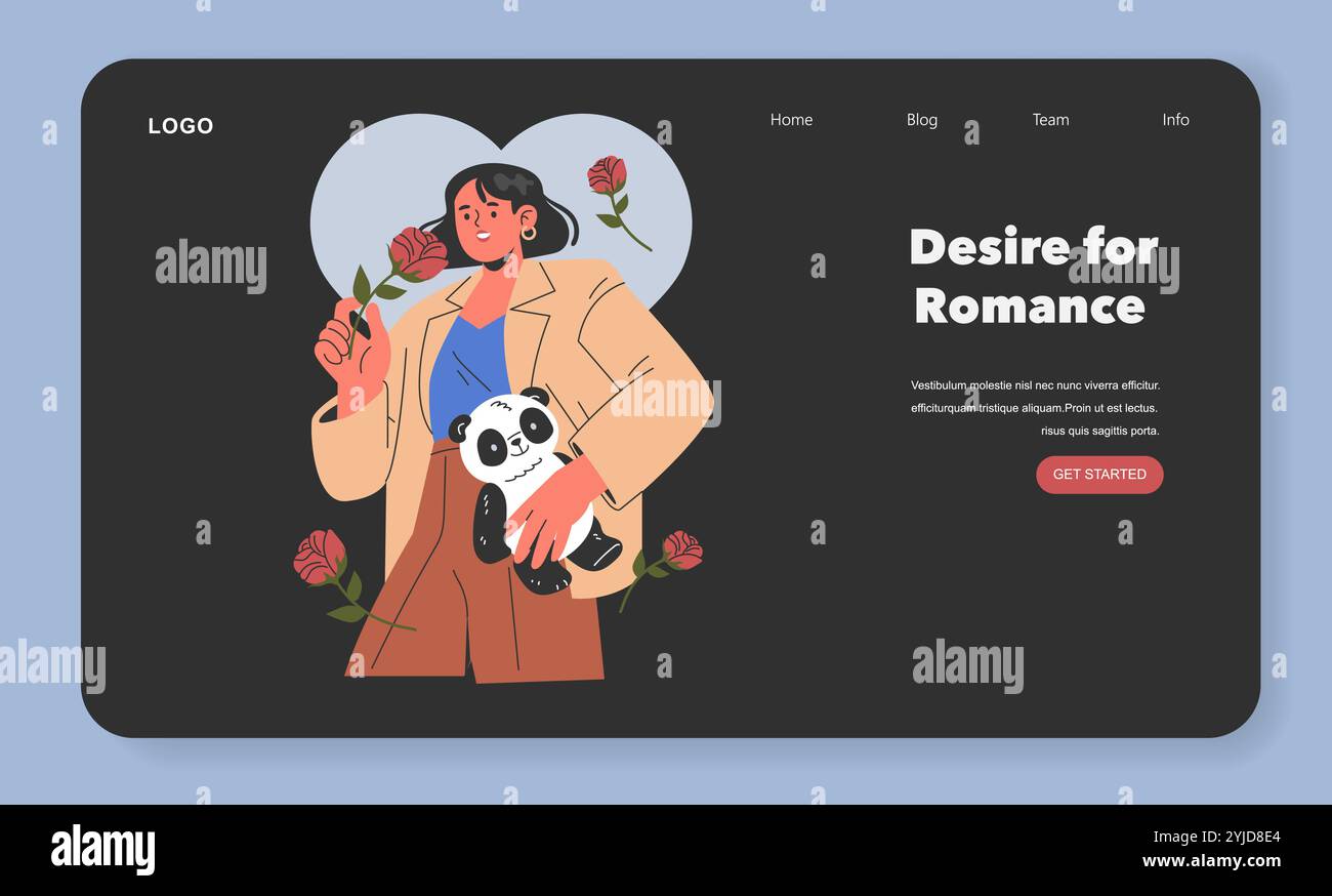 Romance desire concept. Woman holding a rose evokes longing for love ...