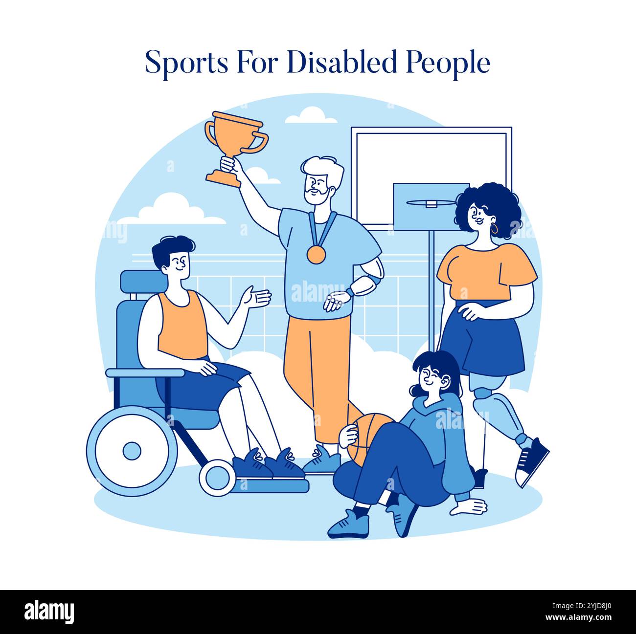 Sports for Disabled People concept. Inclusive sports activities with ...
