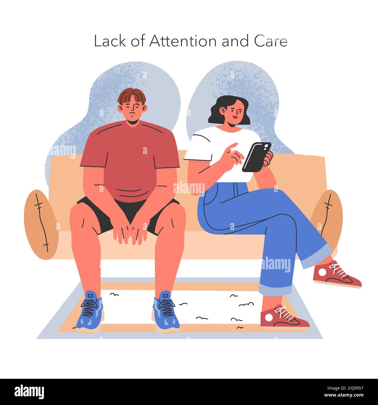 Infidelity concept. Illustration of couple facing disconnect, hinting ...