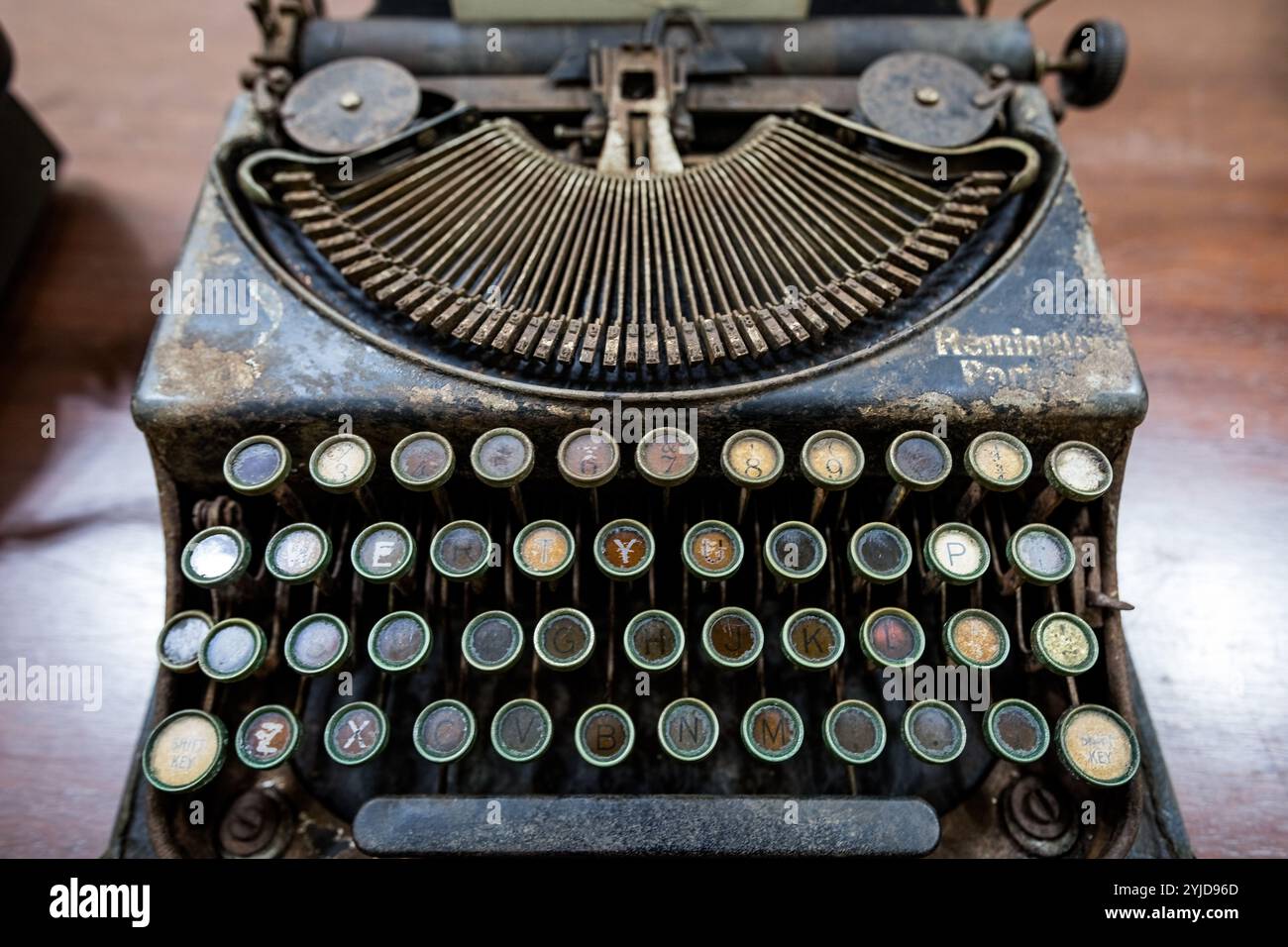 Old vintage rusty typing machine top view Stock Photo - Alamy