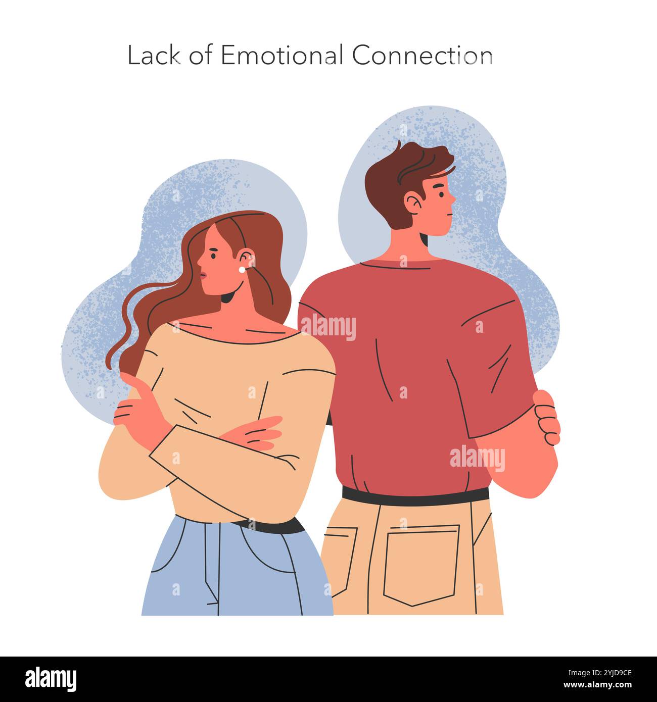 Infidelity concept illustration depicting a couple with a gap in ...