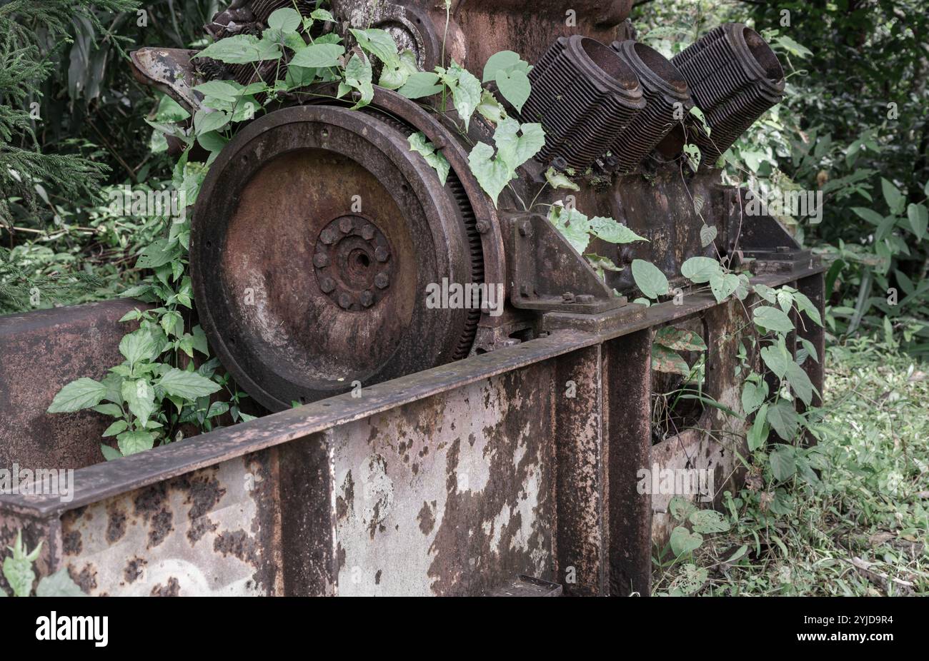 Kanchanaburi, Thailand - Jul 24, 2022 - Old machine made of steel and ...
