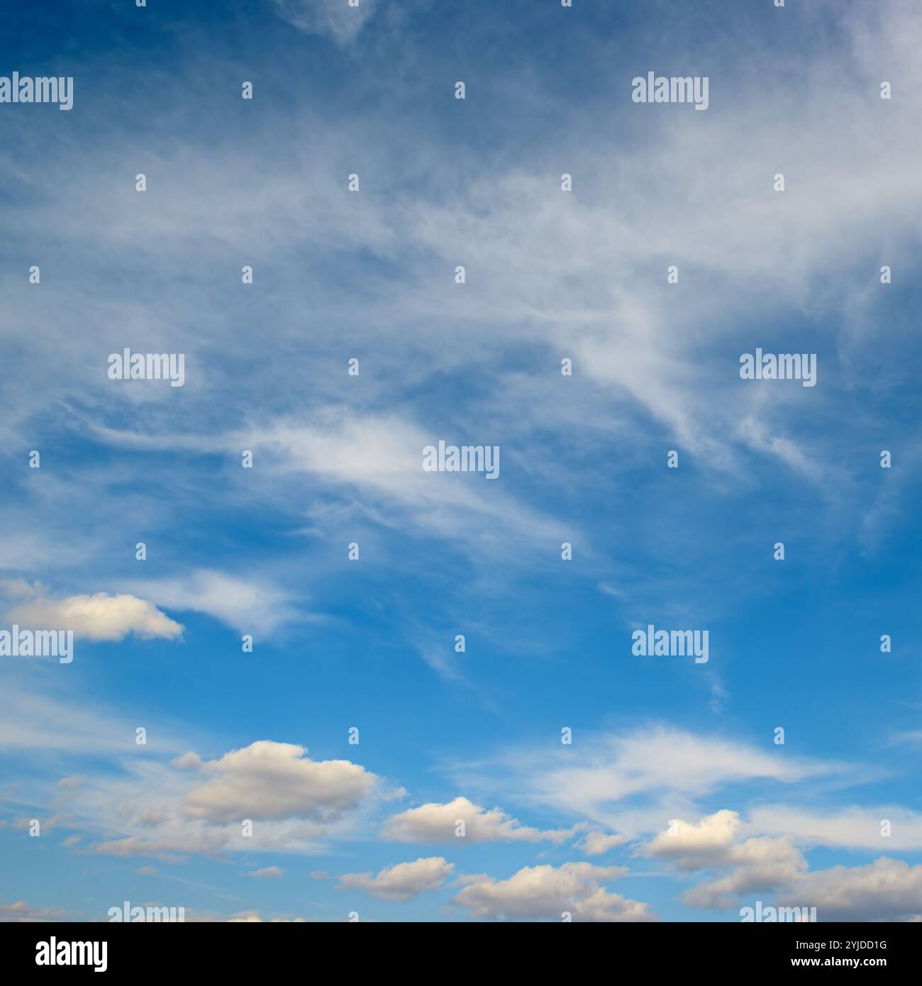 Beautiful bright clear blue sky fluffy white clouds hi-res stock ...