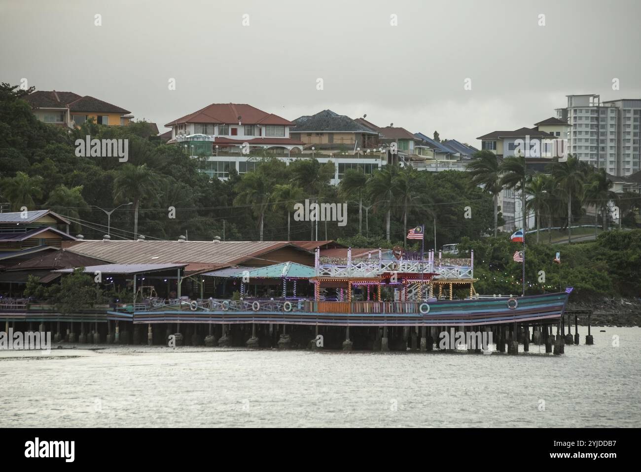 Chinese restaurant on the wooden pier at Sim Sim water village in ...