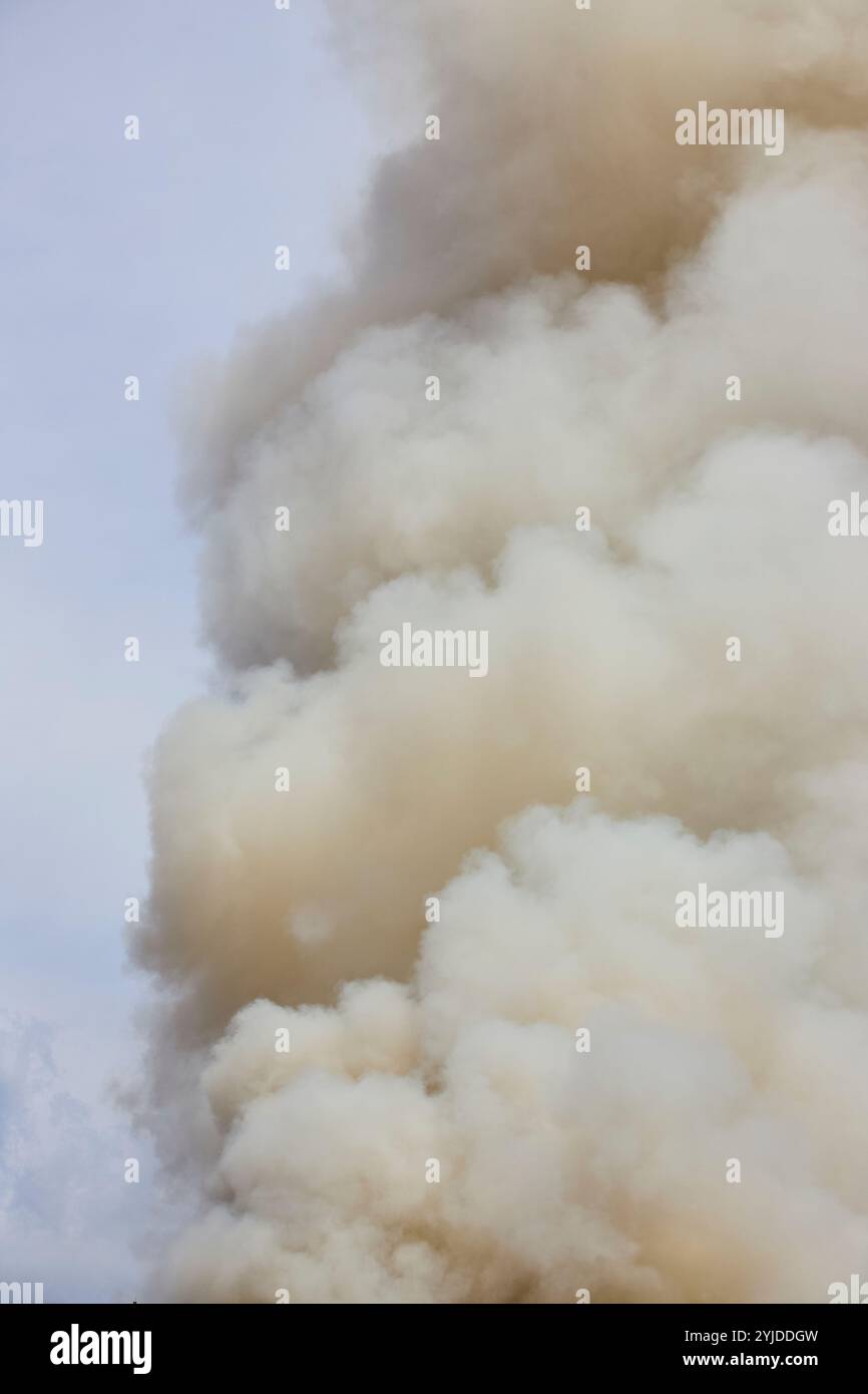 Massive Smoke Plume Over Columbus Scrap Yard Eye Level View Stock Photo ...