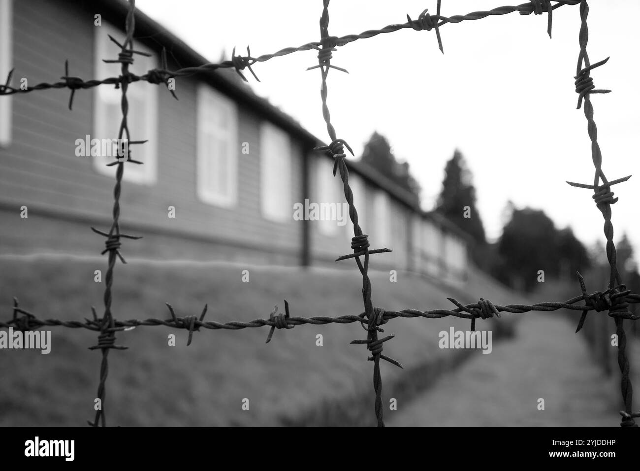 Barbed wire and building exterior, Natzweiler-Struthof Nazi ...