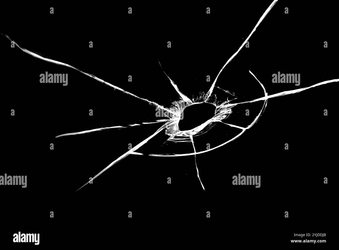 Broken glass realistic crack on window Black and White Stock Photos ...
