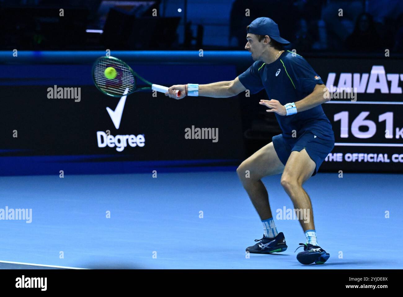 Alex de Minaur (AUS) in action against Taylor Fritz (USA) during day ...