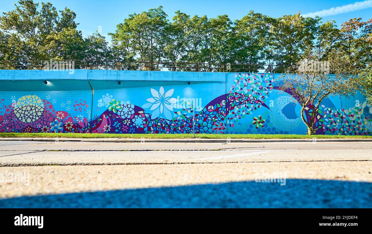 Vibrant Urban Mural with Motion in Fort Wayne Eye-Level Perspective ...