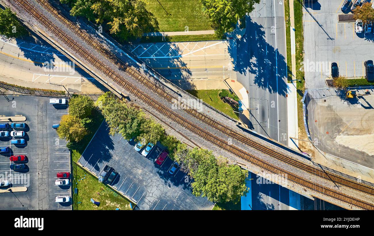 Aerial Railway Intersection Over Fort Wayne Urban Landscape Stock Photo ...