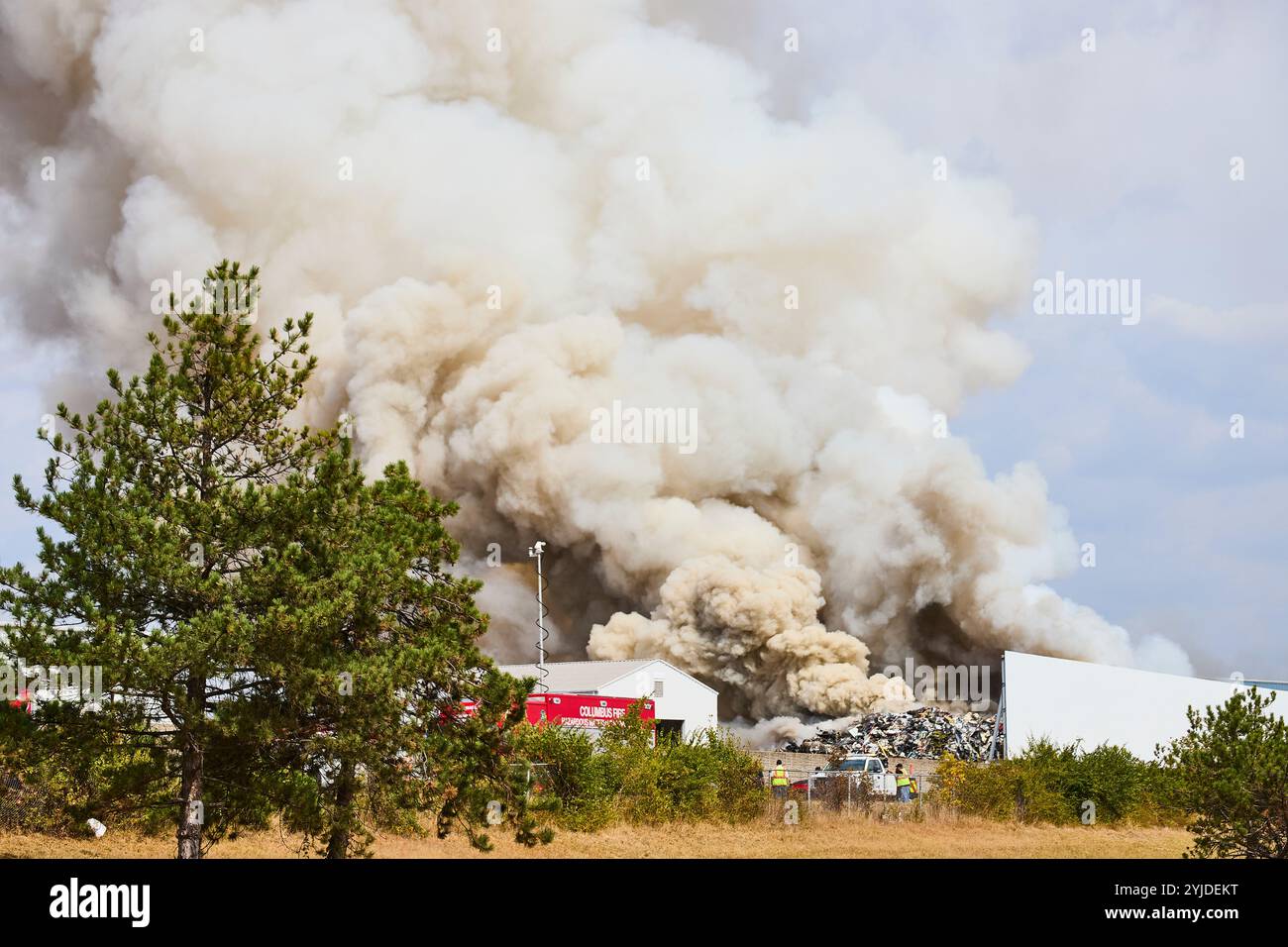 Industrial Fire and Emergency Response in Columbus Eye-Level Scene ...