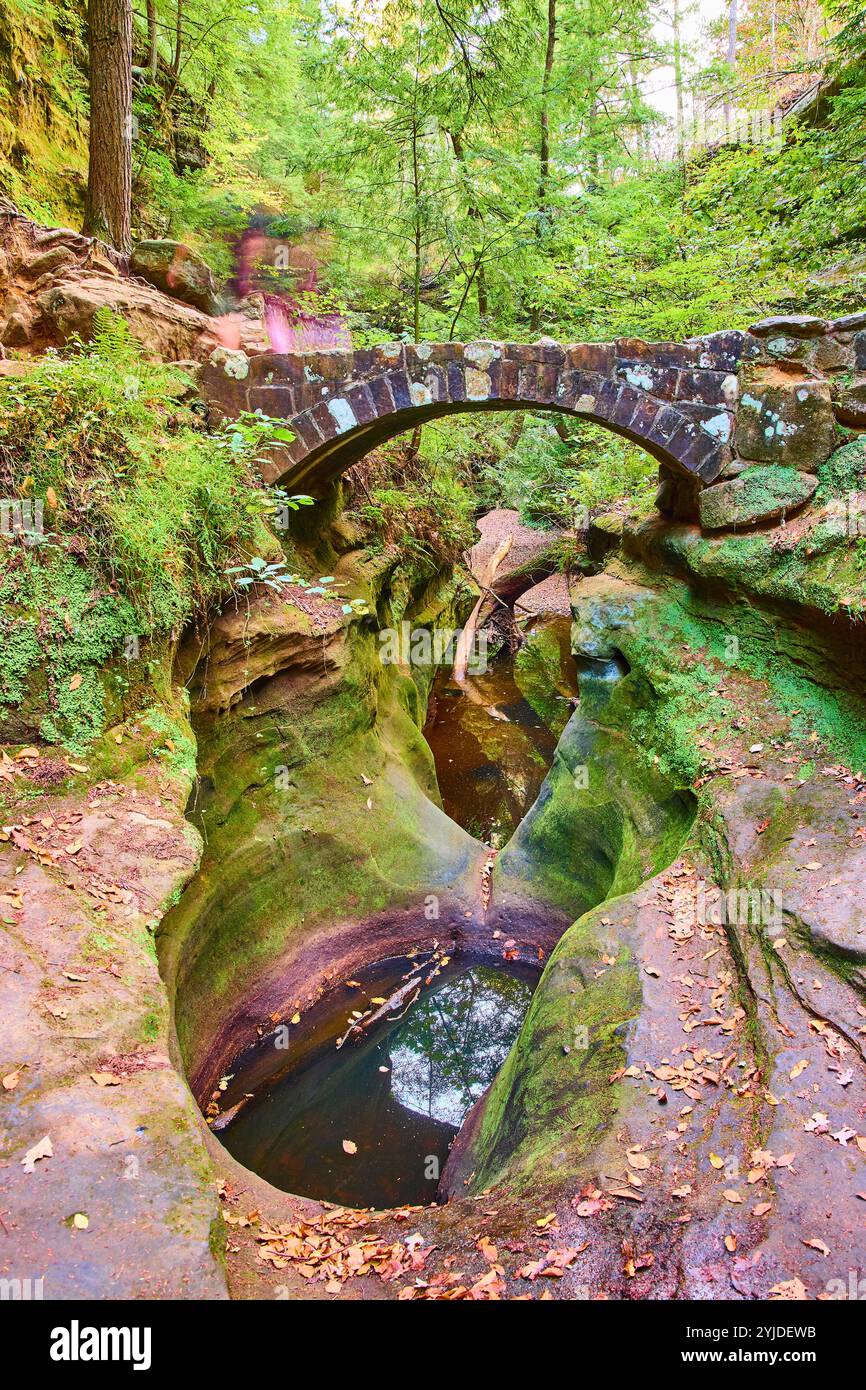 Rustic Stone Bridge in Lush Ohio Forest Walkthrough Perspective Stock ...