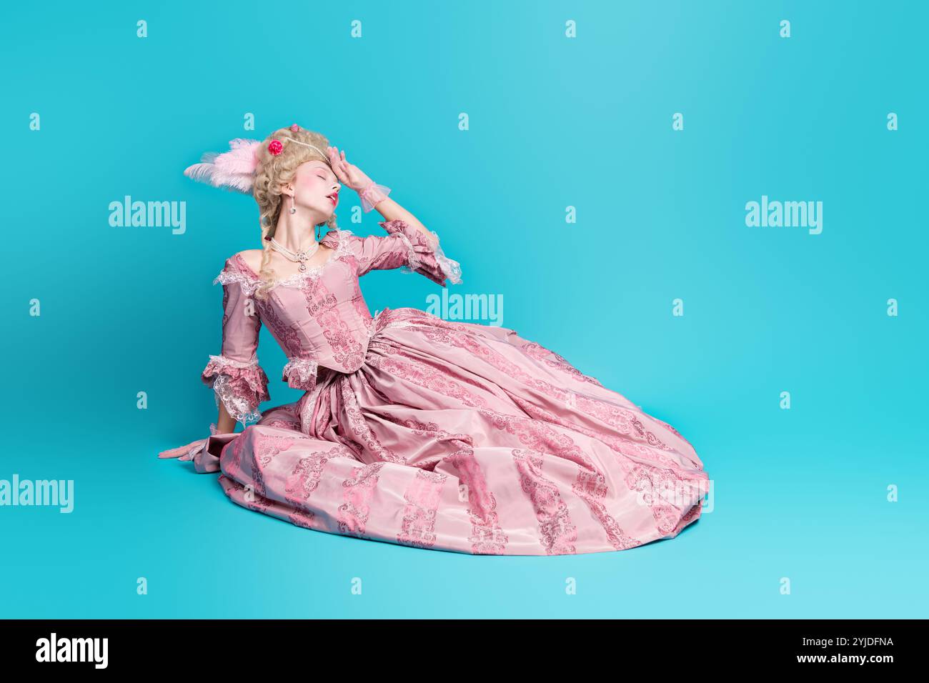 Photo of charming lovely lady princess marie antoinette wear pompous ...