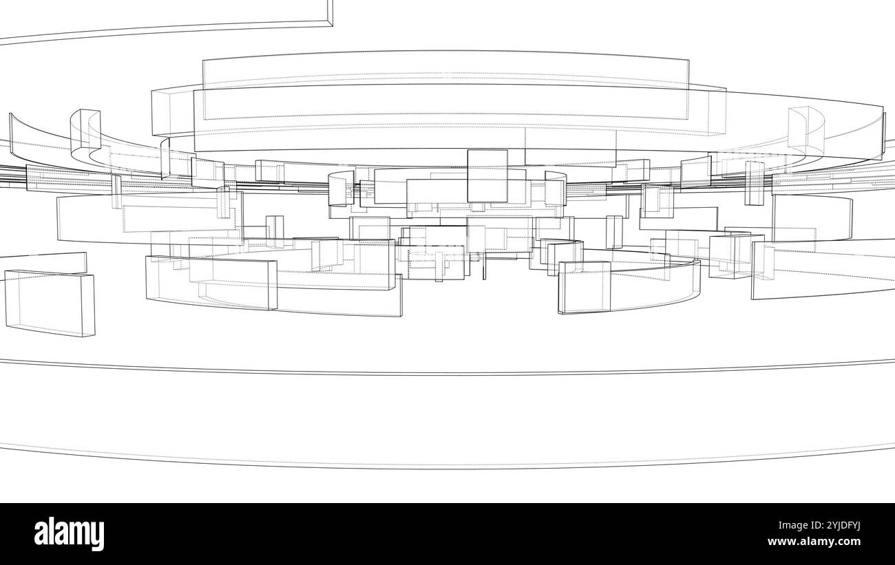 3D circular pattern. Style wireframe model. Vector Stock Vector Image ...