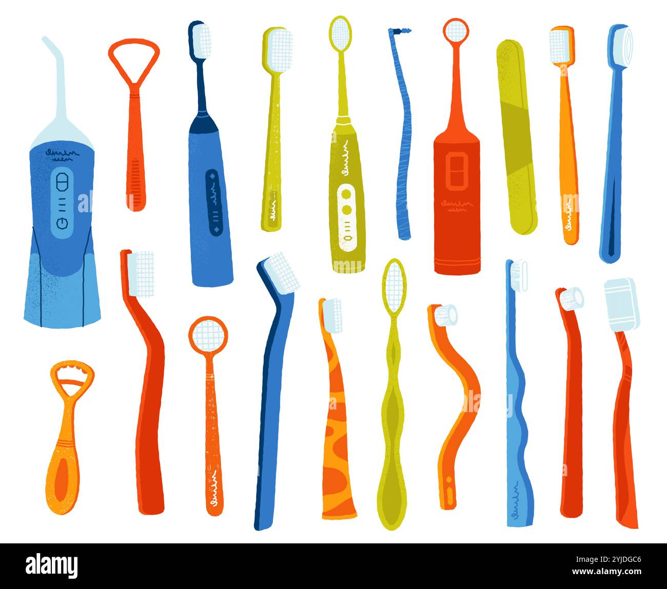 Toothbrushes cleaning tools. Cartoon manual and electric teeth brush ...