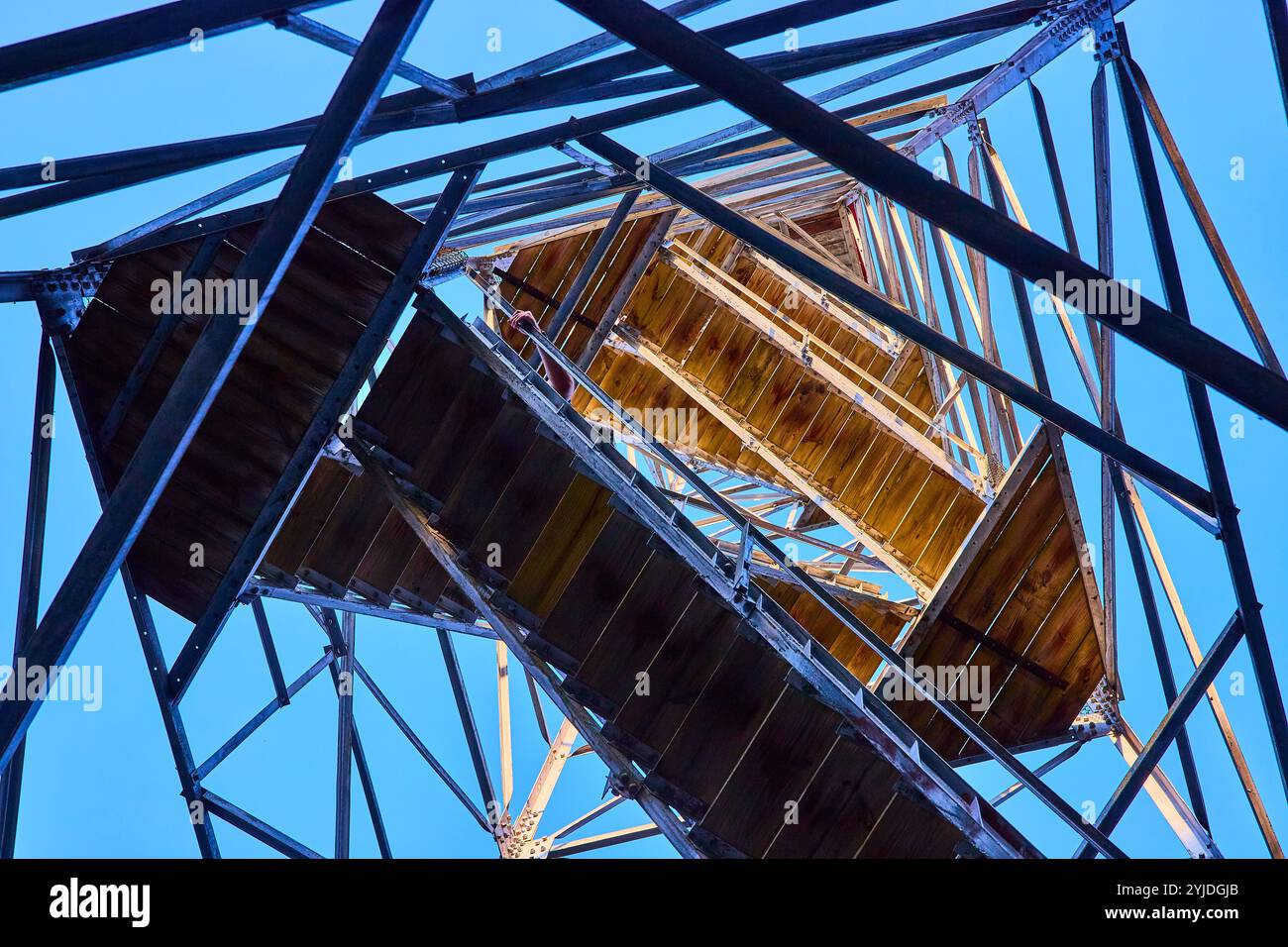 Ash Cave Fire Tower Geometry and Staircase Ascent from Below Stock ...