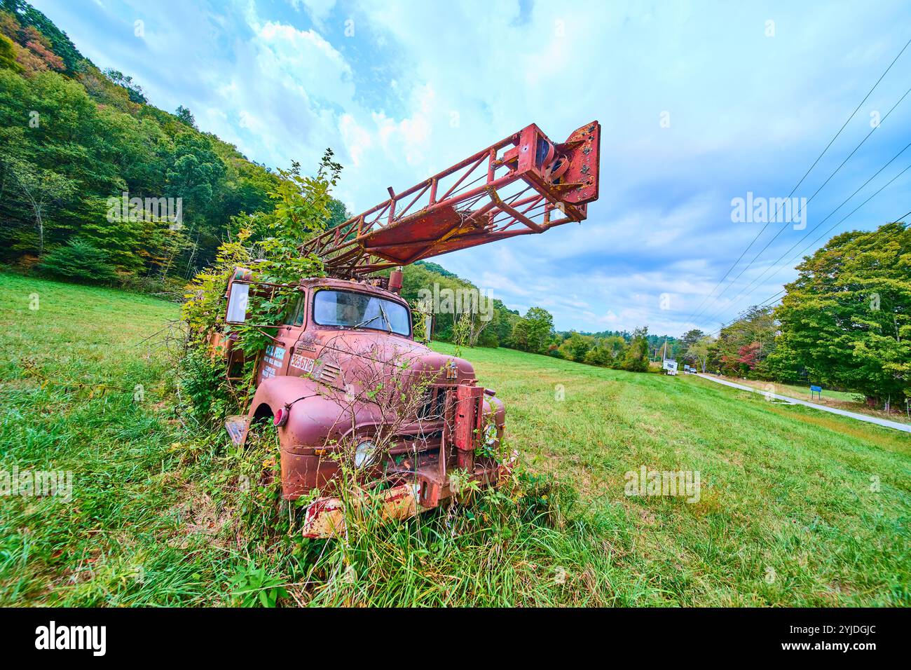 Abandoned Rusty Fire Truck Reclaimed by Nature in Ohio Meadow Eye-Level ...