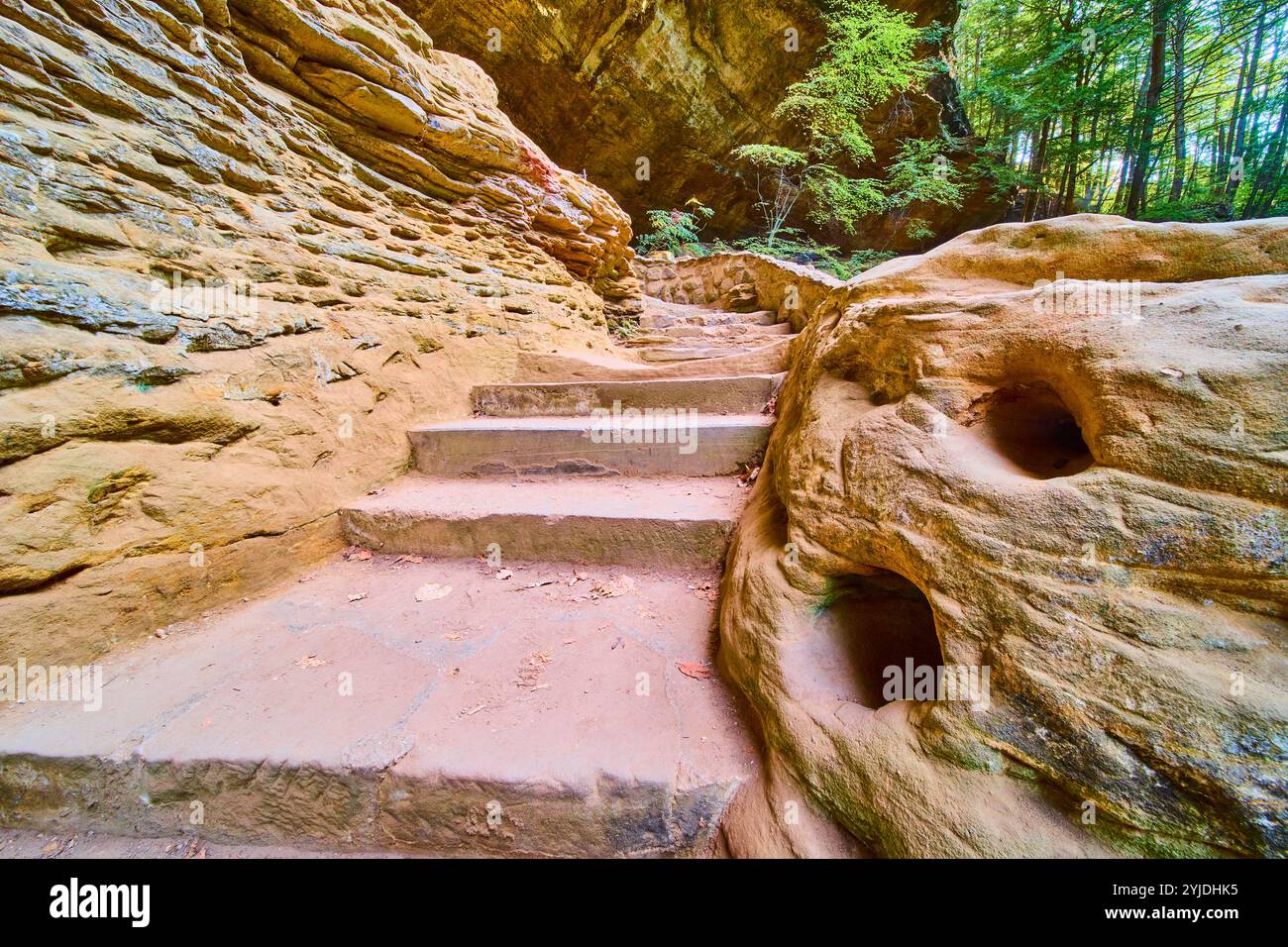 Sandstone Steps on Old Mans Cave Trail in Ohio Eye-Level Perspective ...