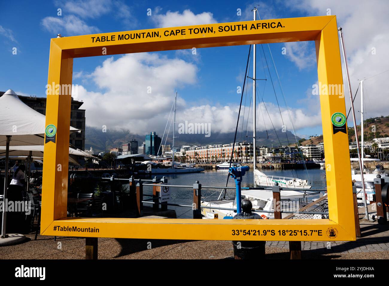 Large yellow frame for tourists photos of table mountain in cape town ...
