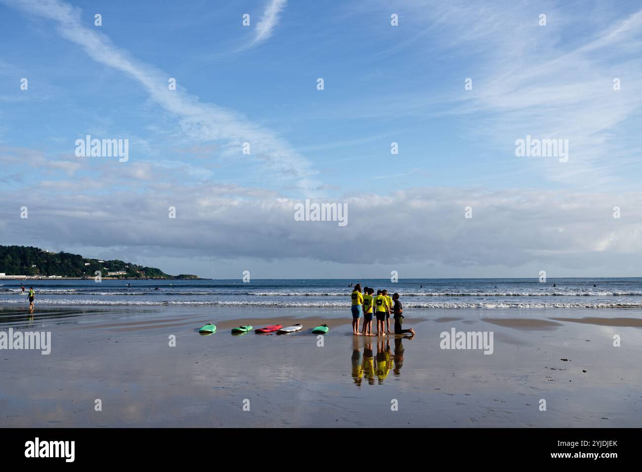Surf school on Hendaye beach france Stock Photo - Alamy
