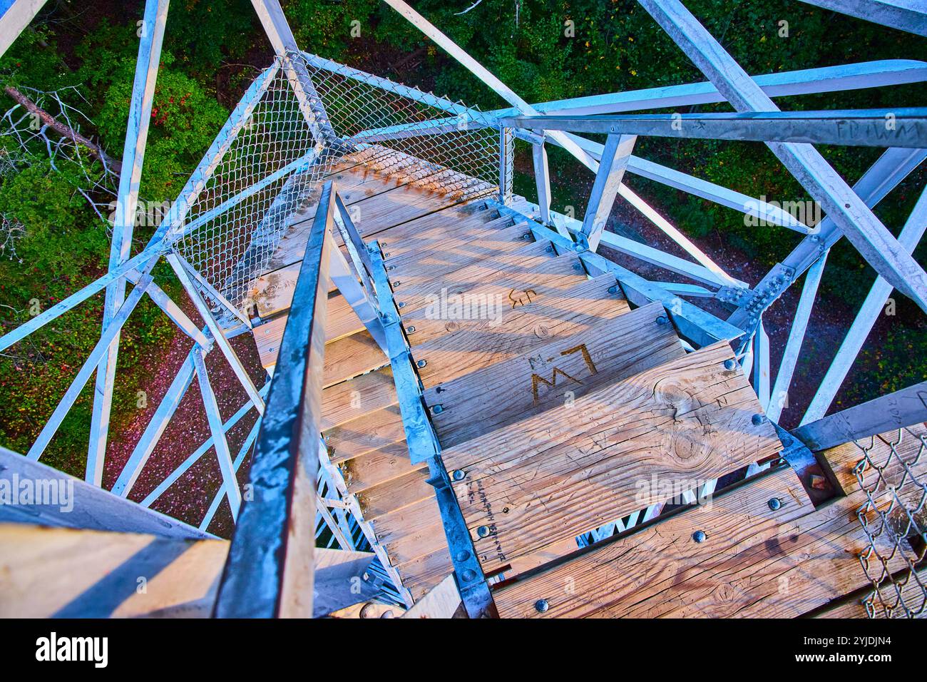 Wooden Staircase and Metal Framework of Ash Cave Fire Tower Aerial ...