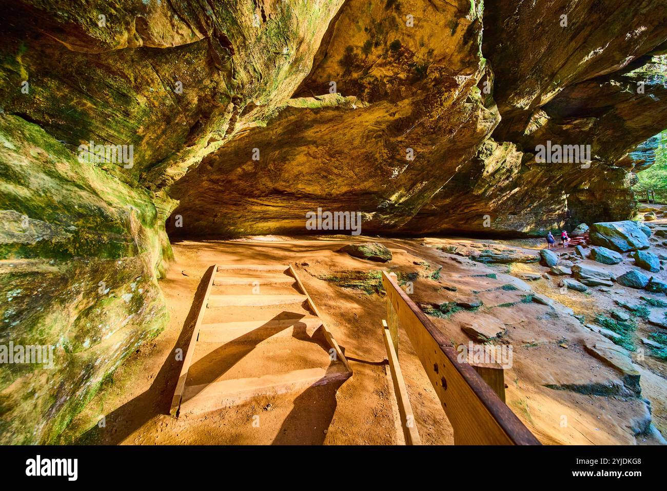 Hocking Hills Ash Cave Exploration in Warm Light with Inviting Staircase Stock Photo - Alamy