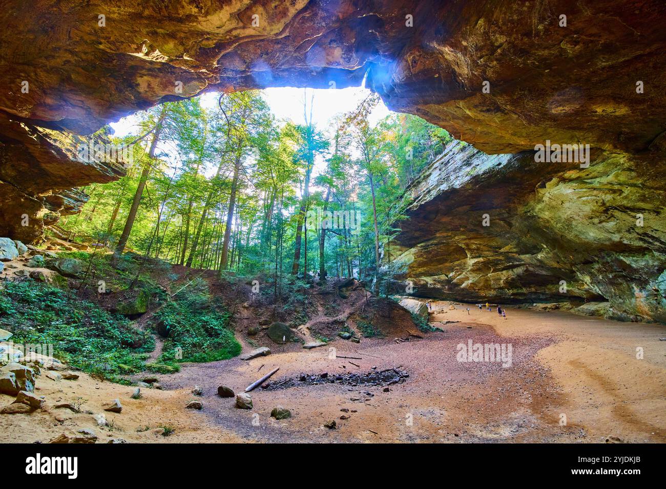 Cave and Forest Adventure Sunlit View from Ash Cave Trail Ohio Stock ...