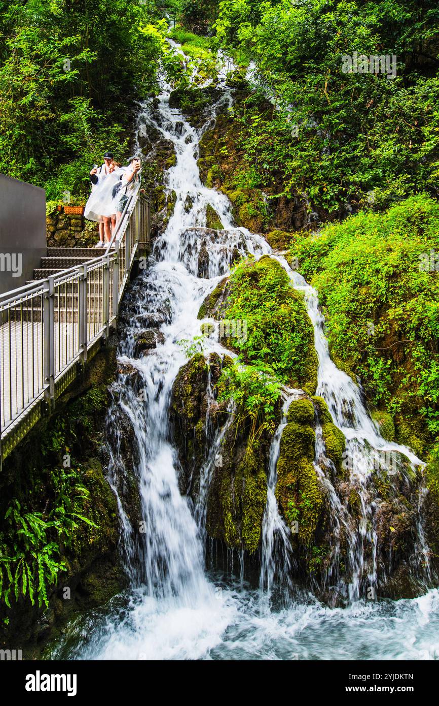 CASCATE DEL VARONE, ITALY – AUGUST 21, 2024: The spectacular Varone ...
