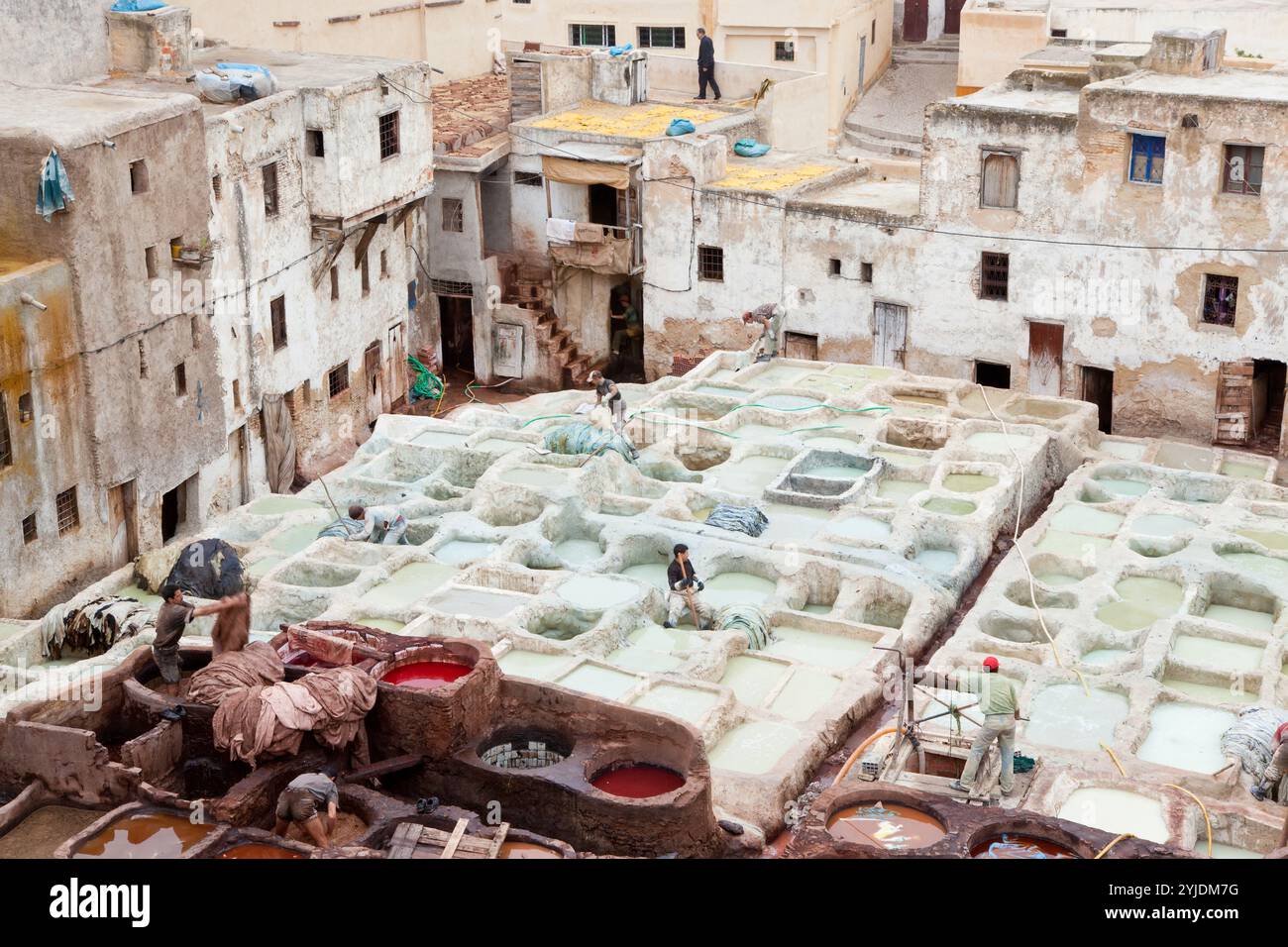 Medieval traditional tanneries of Fez, Morocco Stock Photo - Alamy