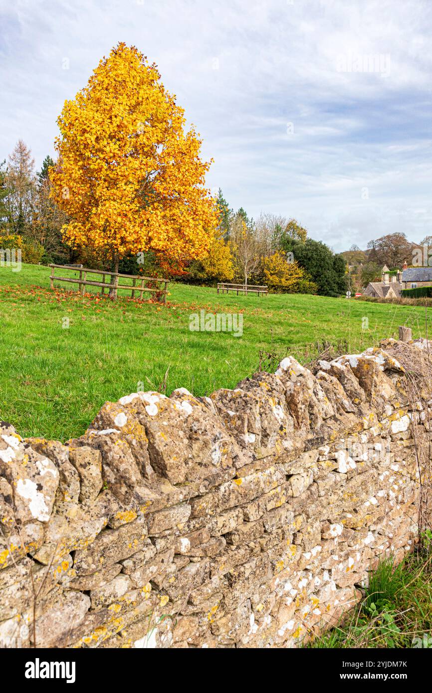 Autumn in the Cotswolds at the village of Lower Swell, Gloucestershire ...