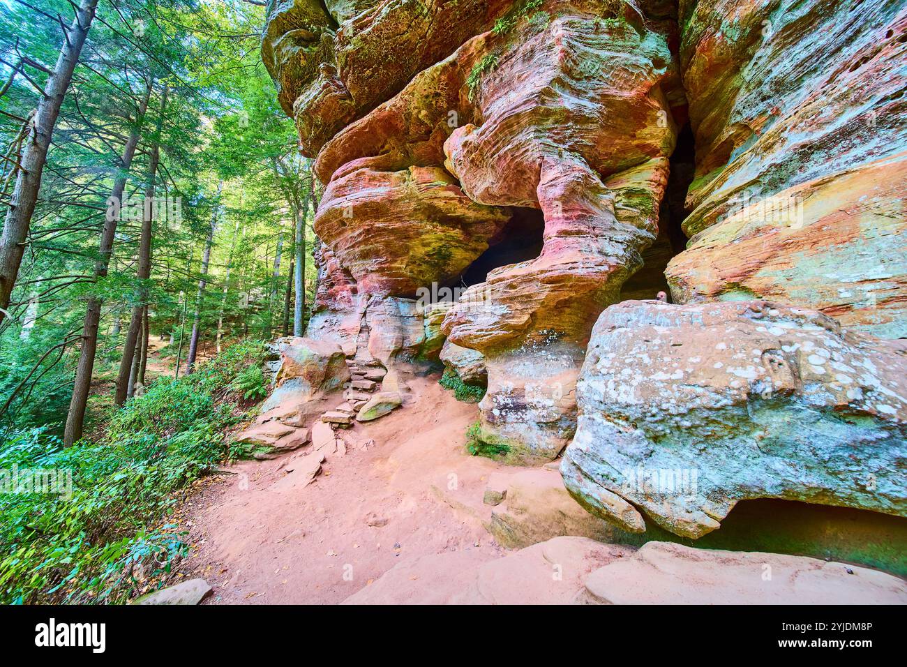 Rock House Formation in Hocking Hills Forest at Eye-Level Perspective ...