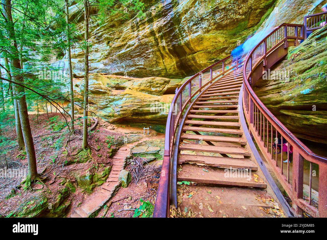 Hiking Trail Stairs in Forested Hocking Hills Ohio Upward View Stock ...