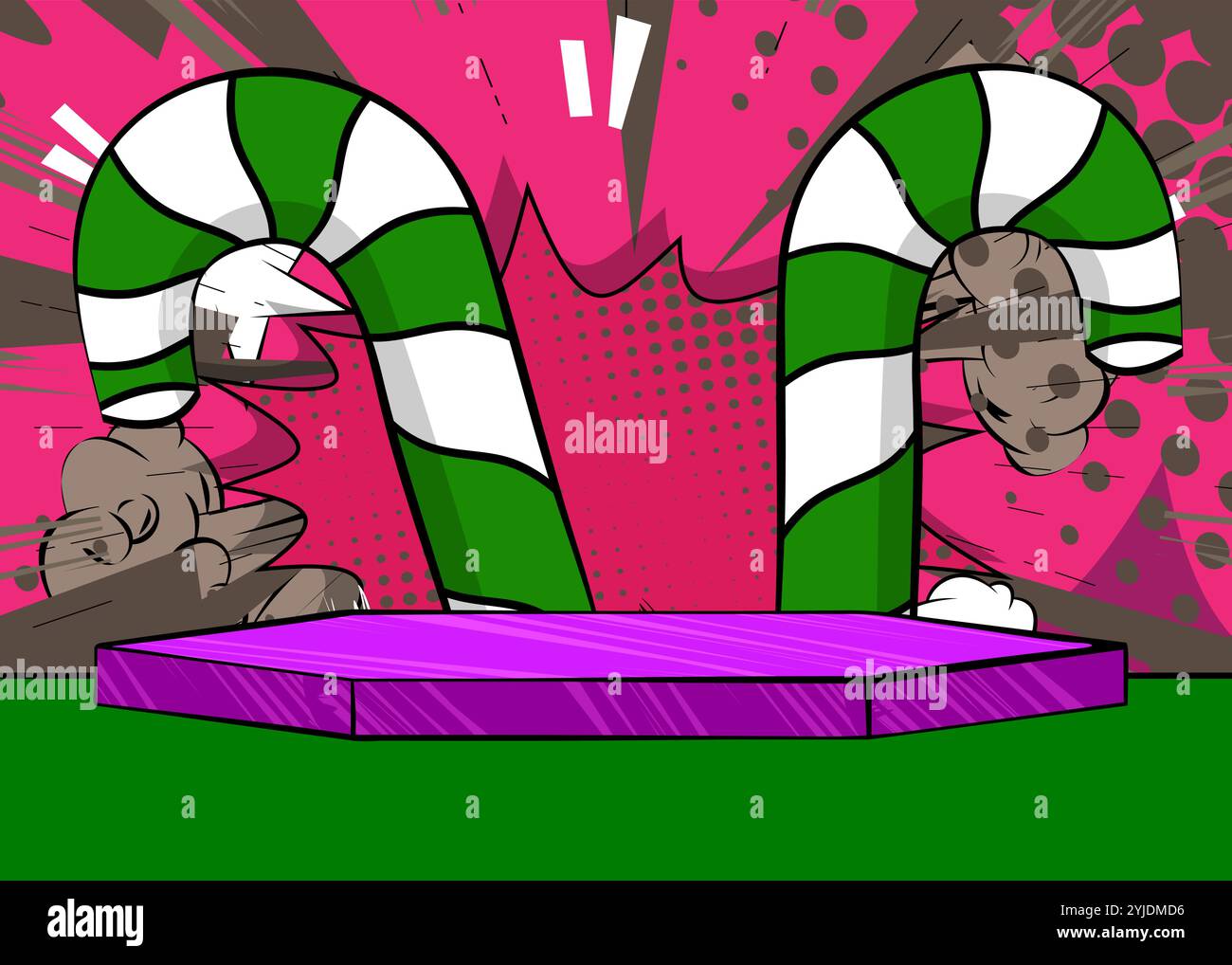 Comic Book Product podium stage for mockup presentation with Candy cane ...