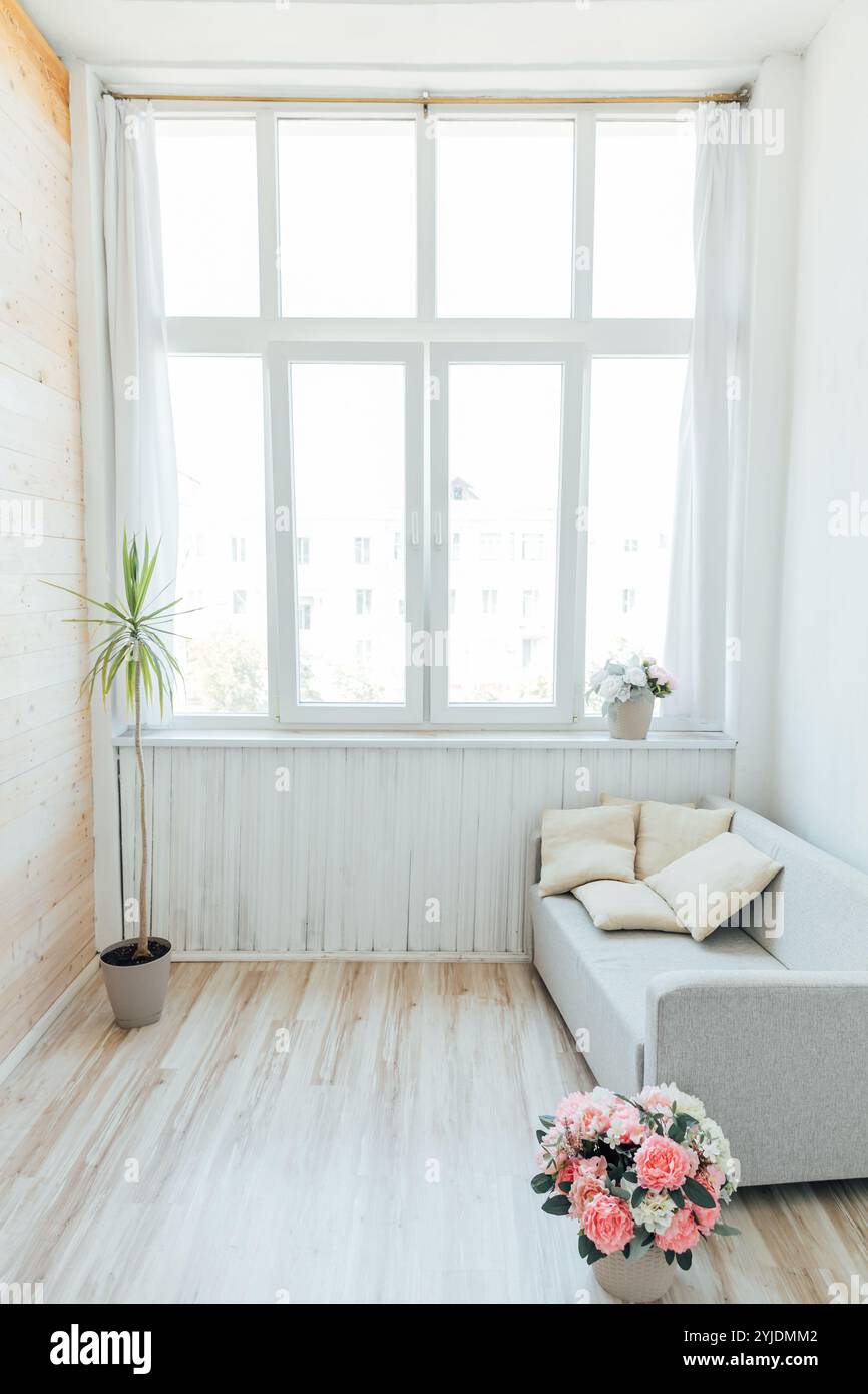 Interior of an white room with a window Stock Photo - Alamy
