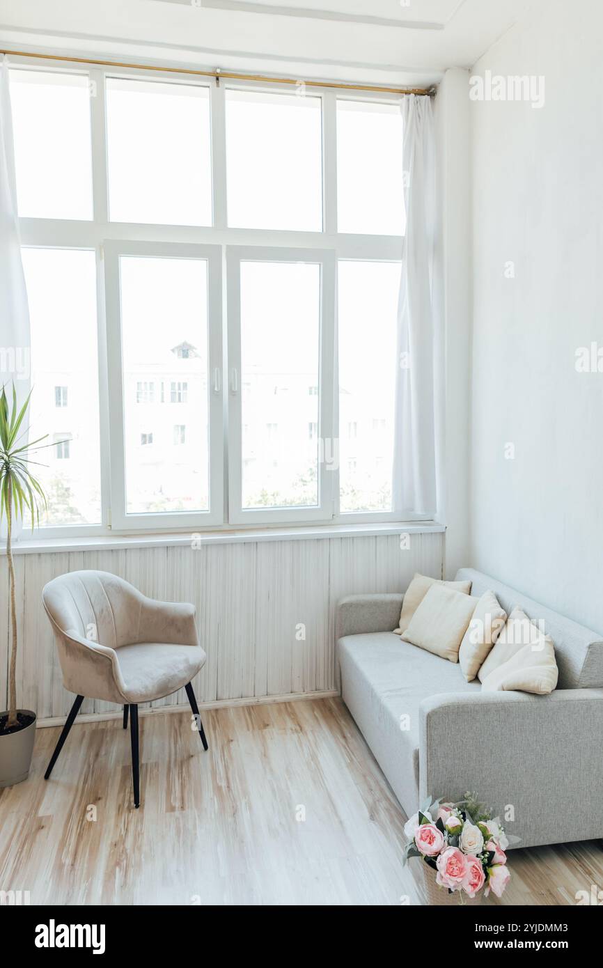 Interior of an white room with a window Stock Photo - Alamy