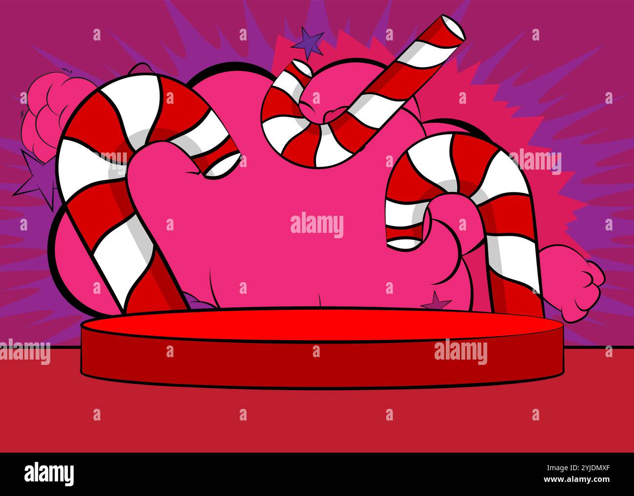 Comic Book Product podium stage for mockup presentation with Candy cane ...