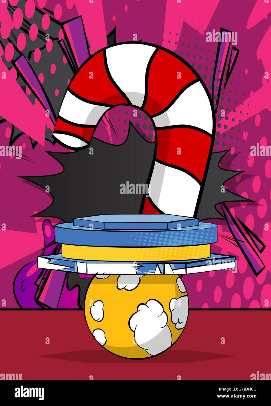 Comic Book Product podium stage for mockup presentation with Candy cane ...