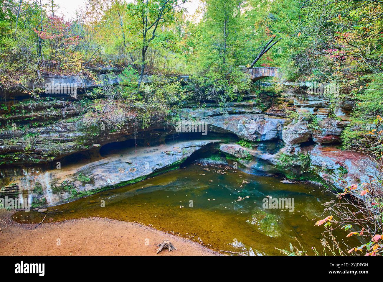 Rocky Gorge and Stone Bridge at Upper Falls Hocking Hills Eye-Level ...