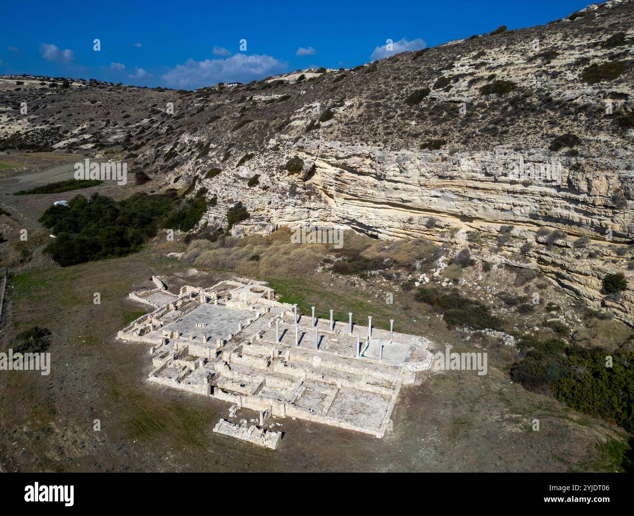 Aerial view of a 5th-century Christian church located outside the ...