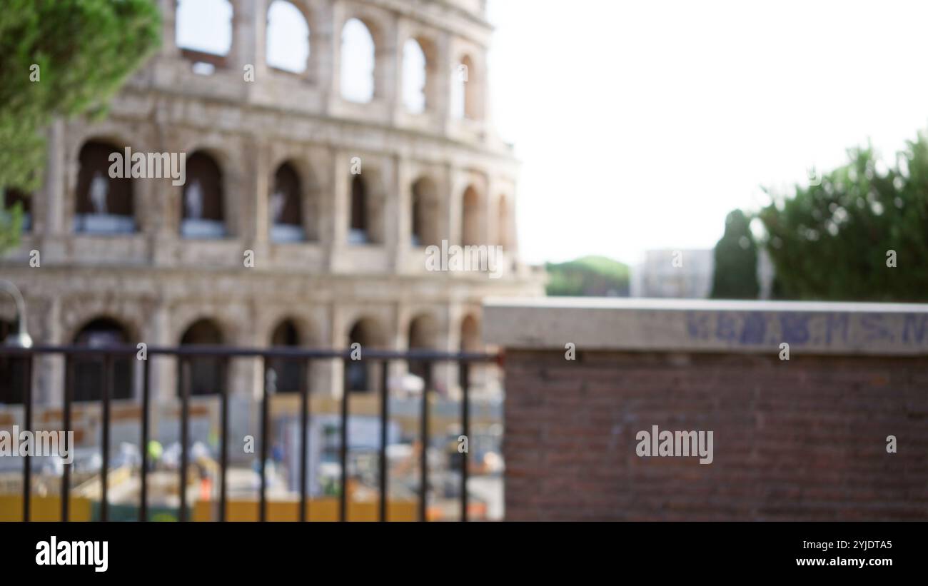 Blurred view of the iconic colosseum in rome, italy, featuring ...
