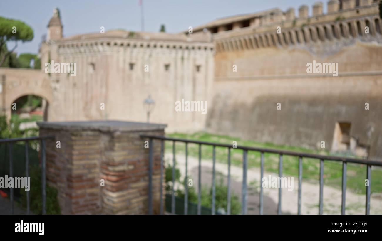 Blurred view of an ancient street with historical architecture in rome ...